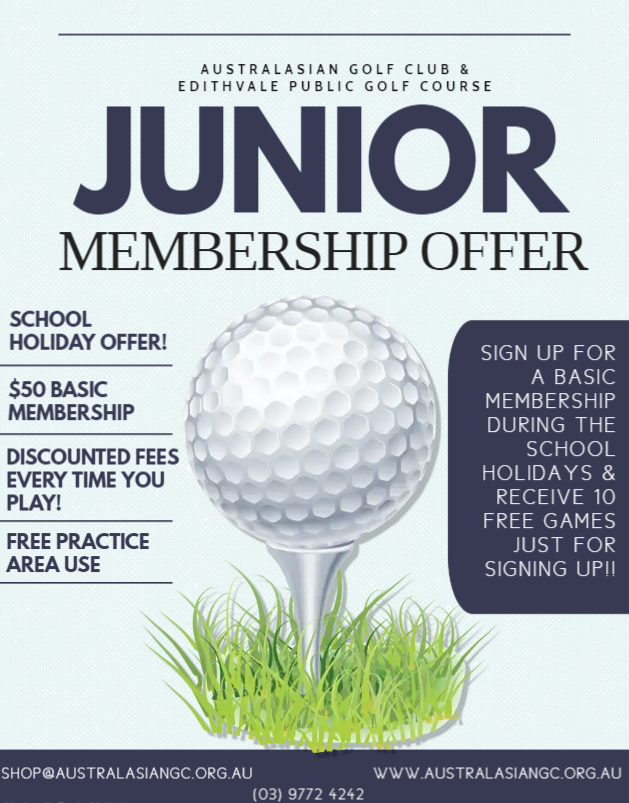 School Holiday Junior Membership Offer - Australasian Golf Club